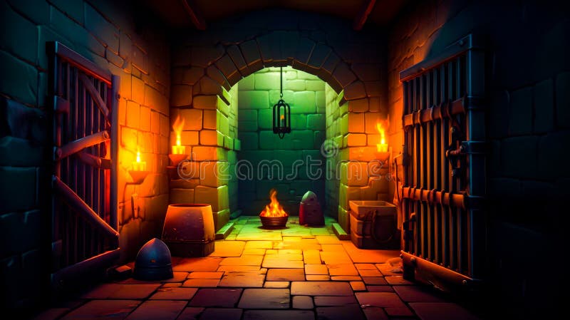Dimly Lit Room with Fire in the Fireplace and Lantern Hanging from the ...