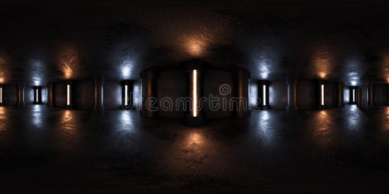 Dark Room with Multiple Wall Lights 360 Panorama Vr Environment Map ...