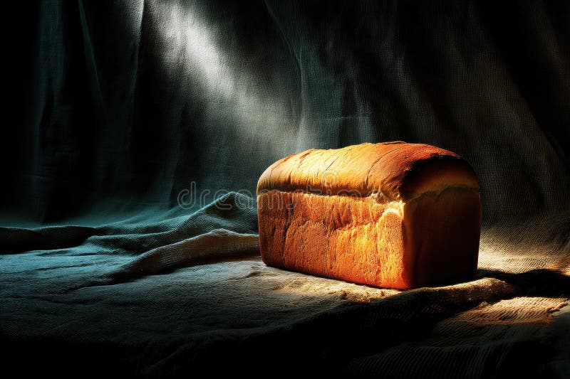 Elegant Loaf of Artisanal Bread Showcased in Dramatic Light Creating a ...