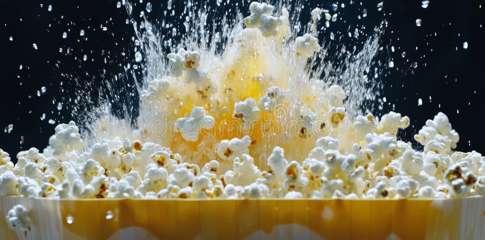 In a Dimly Lit Setting, Popcorn Erupts in a Striking Show, Producing a ...