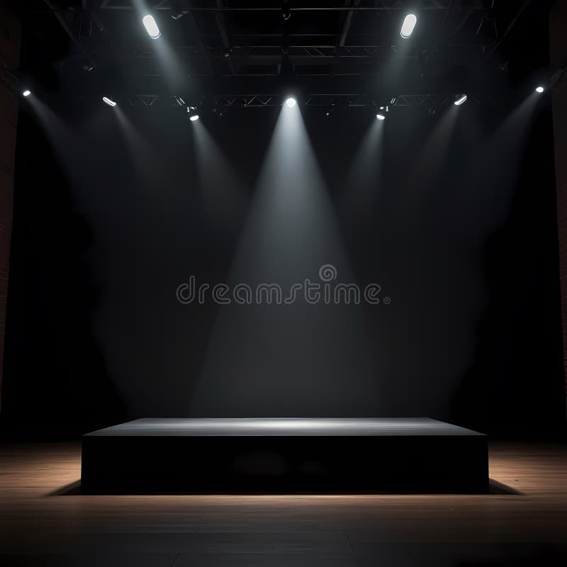 A Dimly Lit Stage Features a Rectangular Platform Centered on a Wooden ...