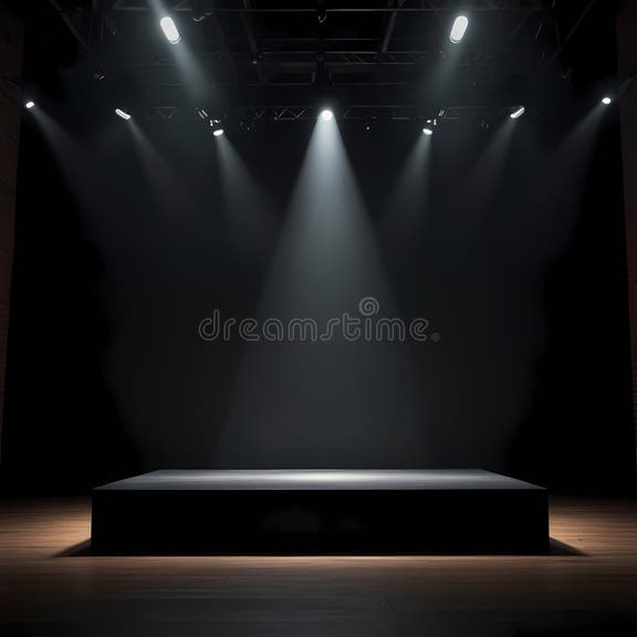 A Dimly Lit Stage Features a Rectangular Platform Centered on a Wooden ...