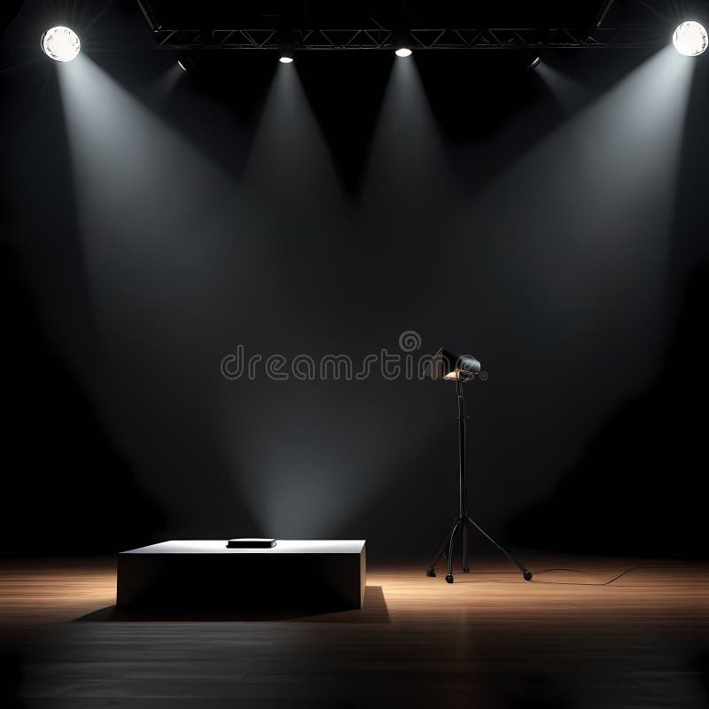 A Dimly Lit Stage Features a Single Spotlight Illuminating a White ...