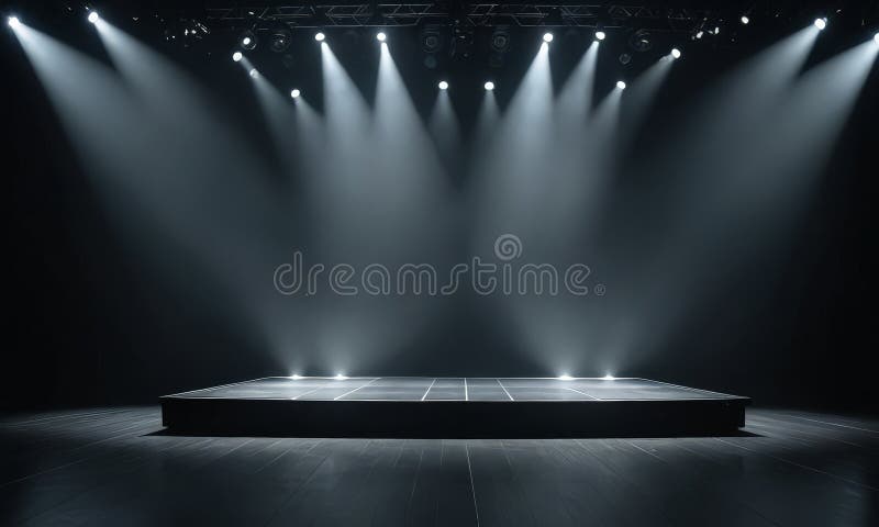 Dimly Lit Stage with Spotlight on Raised Platform, Creating Dramatic ...