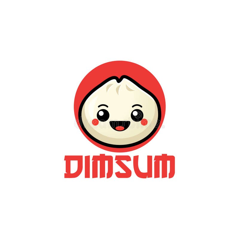 Dimsum Logo with Cute Mascot on White Background Stock Vector ...