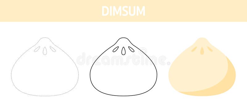 Dimsum Tracing and Coloring Worksheet for Kids Stock Vector ...