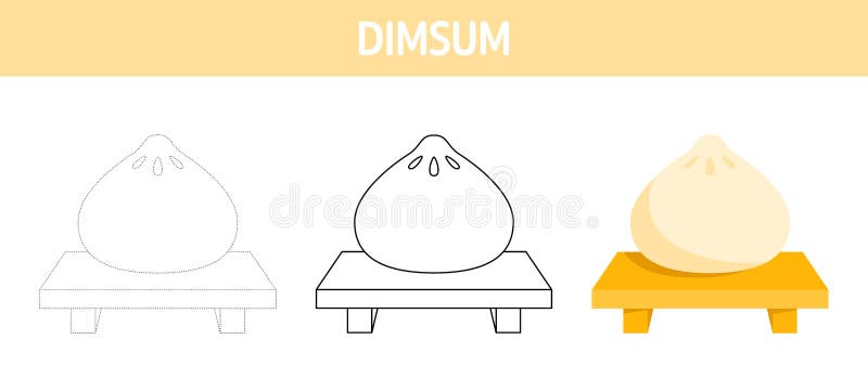 Dimsum Tracing and Coloring Worksheet for Kids Stock Vector ...