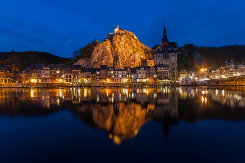 Dinant by Night stock photo. Image of wallonie, centered - 61430042