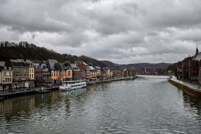 Dinant Town and the Meuse River during the Winter Stock Image - Image ...