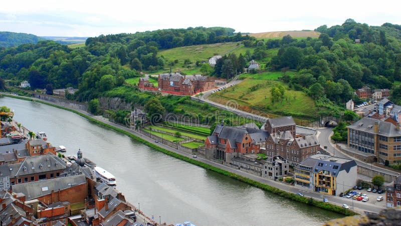 Dinant Und Der Fluss Maas, Belgien Stockbild - Bild von maas, panorama ...