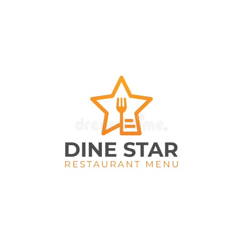 Dine Star Restaurant Logo Modern Food Menu Star Icon with Fork and ...