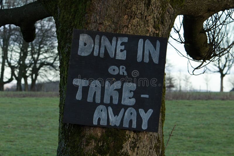 Dine in or Take Away Food Sign Stock Image - Image of words, nature ...