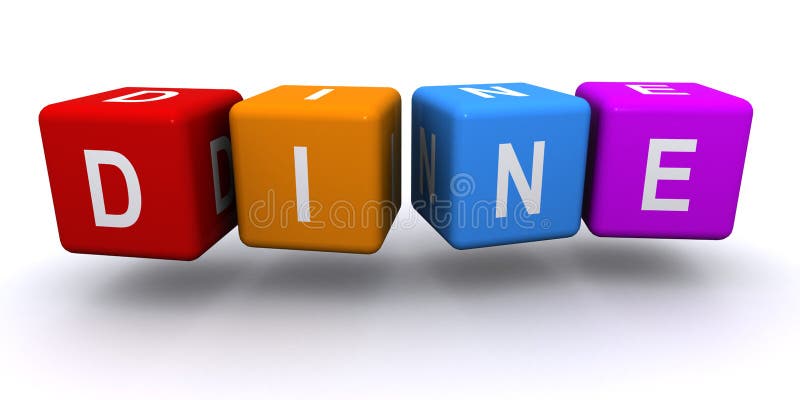 Dine word block on white stock illustration. Illustration of buttons ...