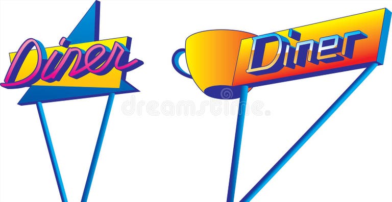Diner Signs stock vector. Illustration of diner, label - 15843419