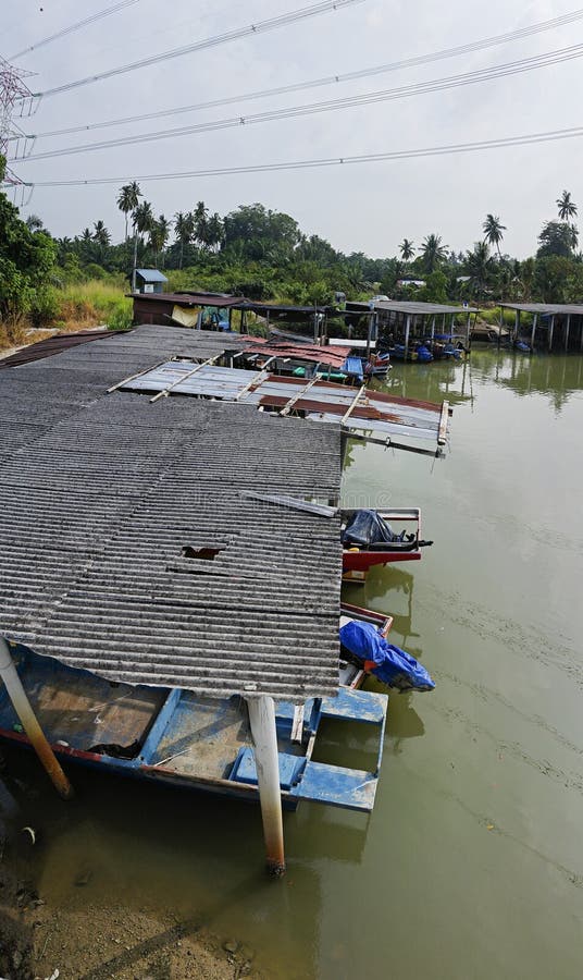 Dinghy Fishing Boat Docked by the River Bank. Stock Photo - Image of ...