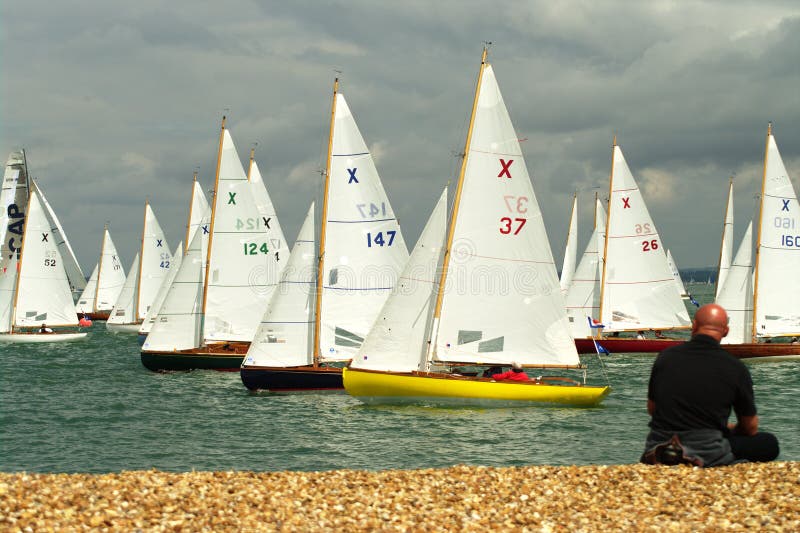 Dinghy Racing at Cowes Week 2010 5 Stock Image - Image of motor, race ...
