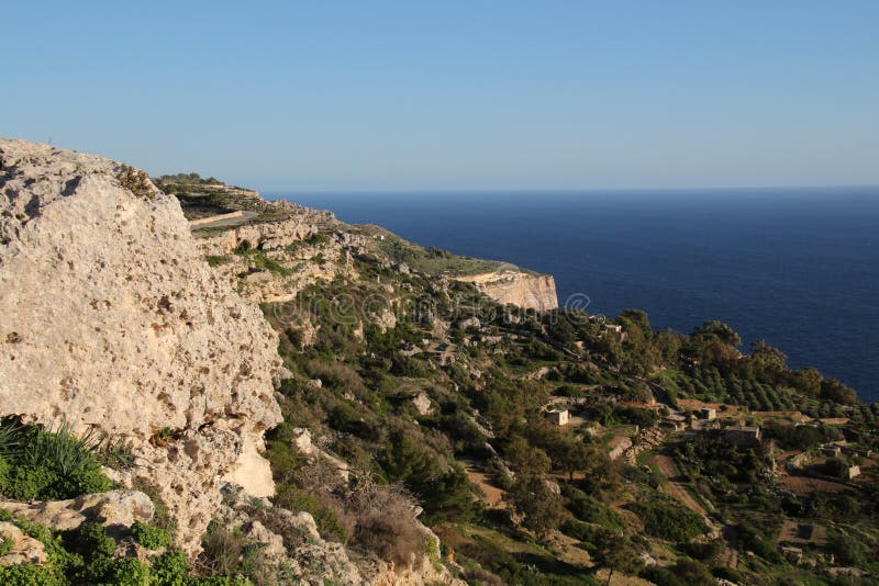 View of the Mediterranean Sea from the Dingli Cliffs, Malta Stock Image ...