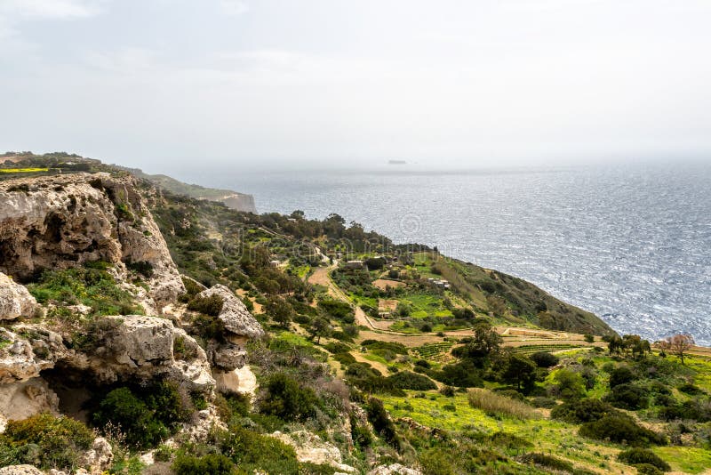 Dingli Cliffs and Sea View on Malta Stock Image - Image of cliffs ...
