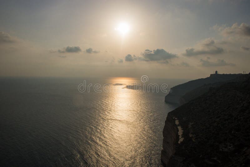 Dingli Cliffs at sunset. editorial image. Image of ocean - 124596490