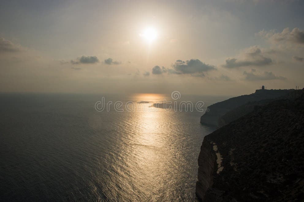 Dingli Cliffs at sunset. editorial image. Image of ocean - 124596490