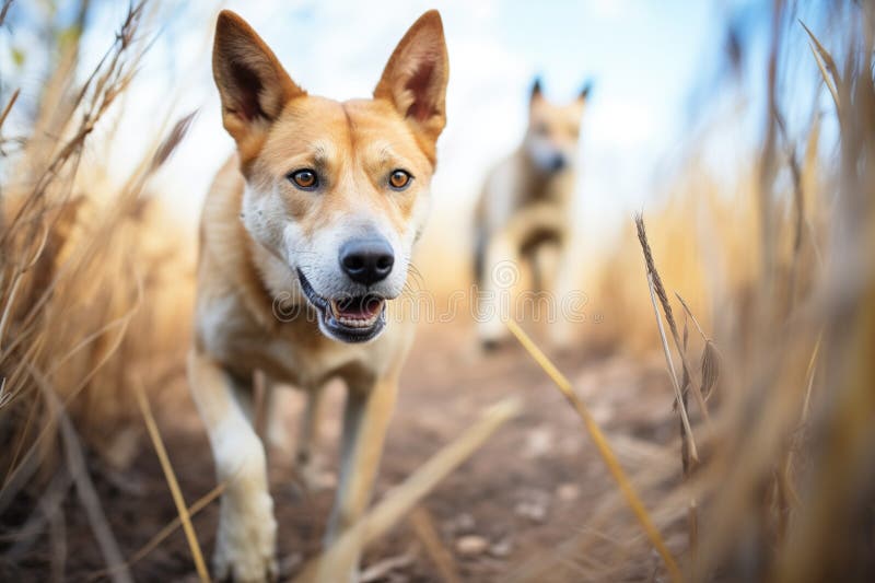 Dingo Pack Stalking through Australian Brush Stock Photo - Image of ...