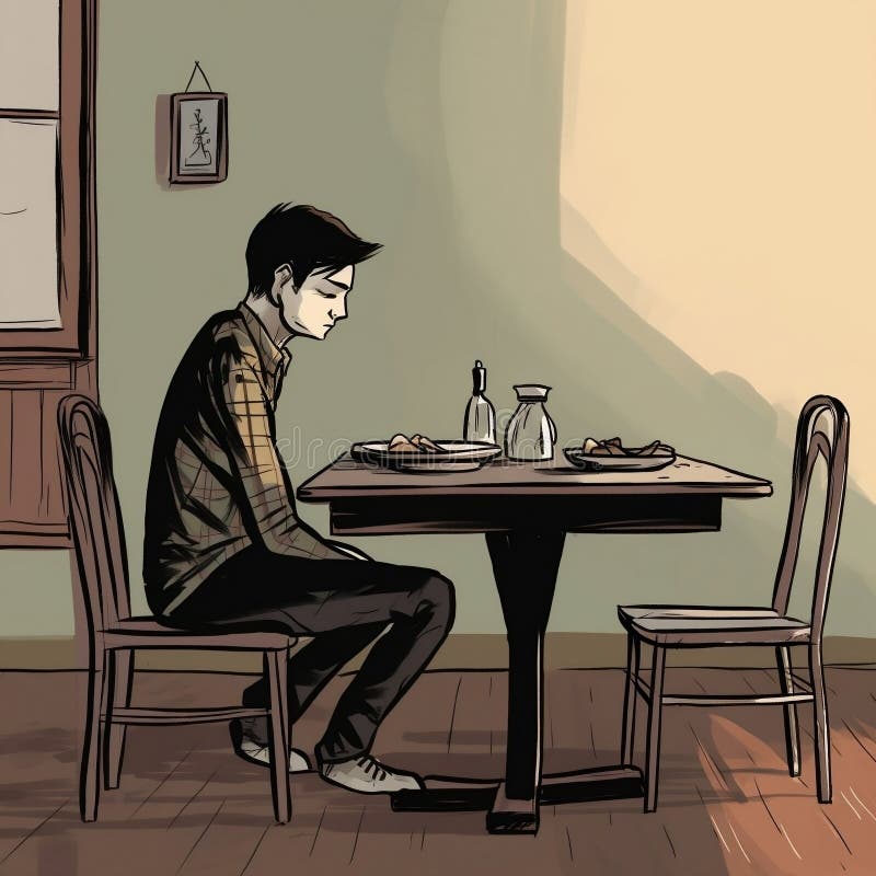 Dining Alone stock illustration. Illustration of sadness - 277452210