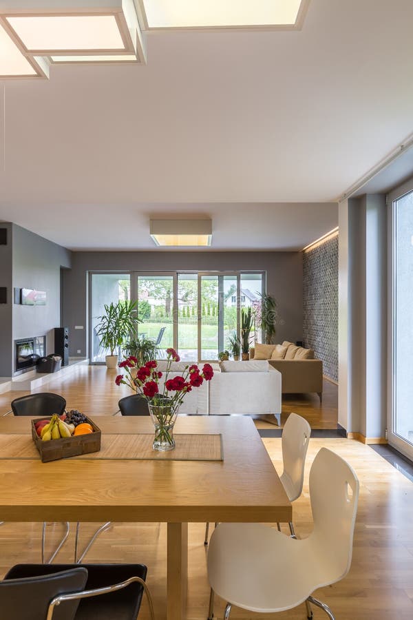 Dining Area Open To a Living Room Idea Stock Image - Image of interior ...