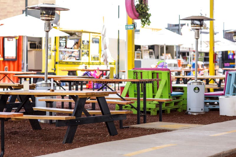 Dining Area in Outdoor Mall Stock Image - Image of environment, vintage ...