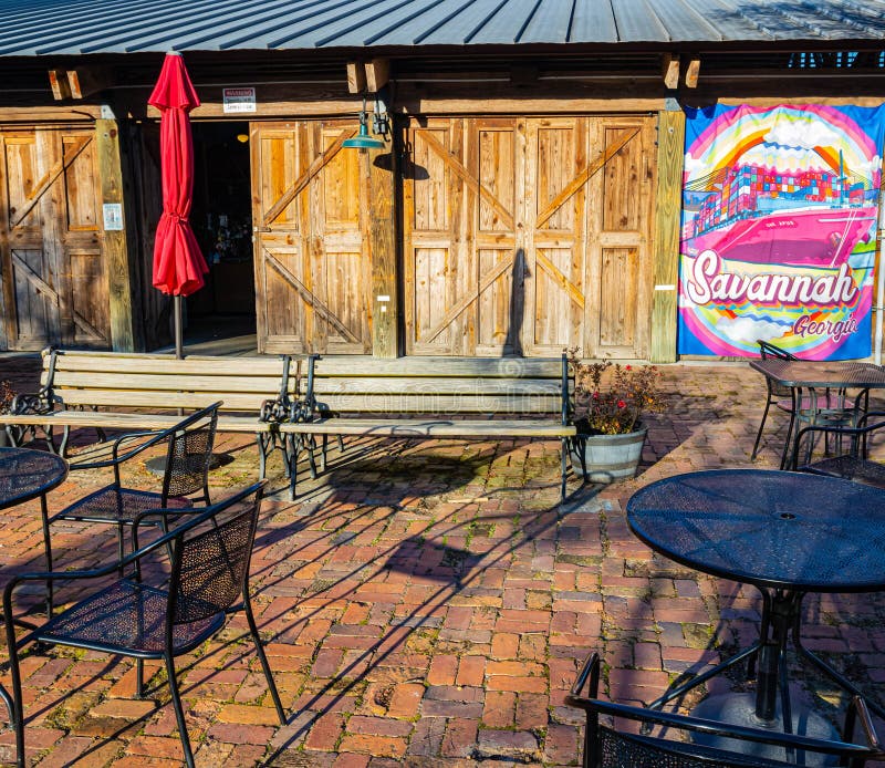 Dining Area on the Waterfront on the Savannah River Stock Image - Image ...
