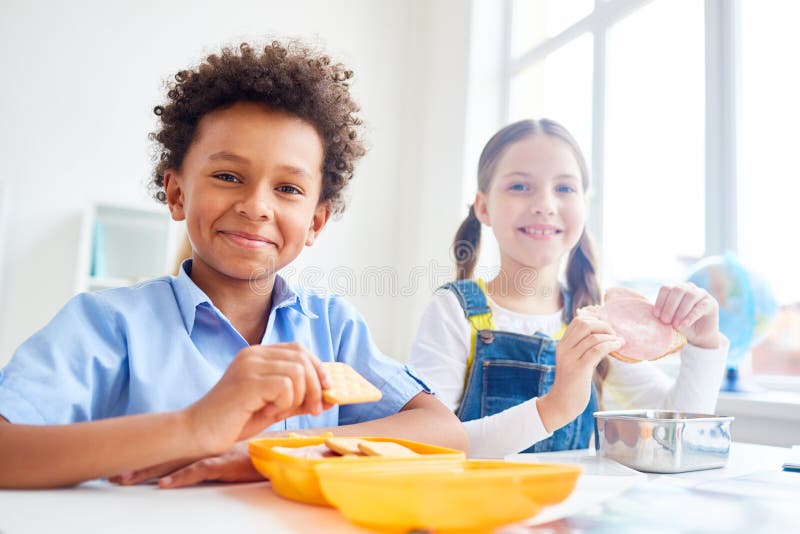 Dining at break stock image. Image of lunch, girl, adorable - 100143581