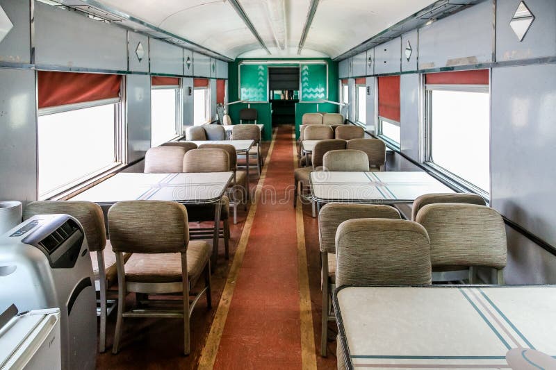 Dining Car in an Old Train Car Stock Photo - Image of food, railway ...