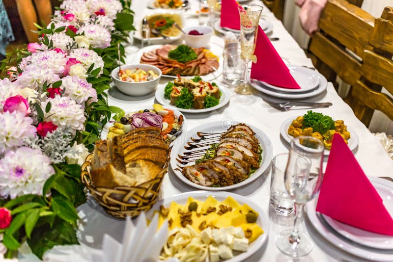 Dining Concept Table Full of Meat and Meals Stock Photo - Image of ...