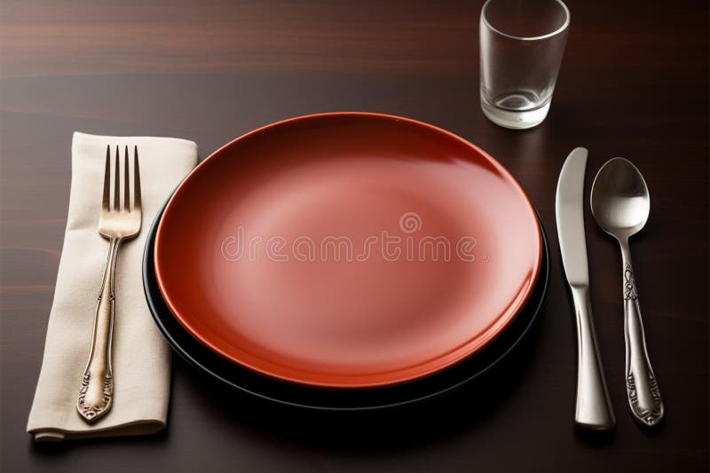 Dining Essentials an Empty Plate with Fork, Knife, and Spoon Stock ... Dining Essentials an Empty Plate with Fork, Knife, and Spoon Stock ...