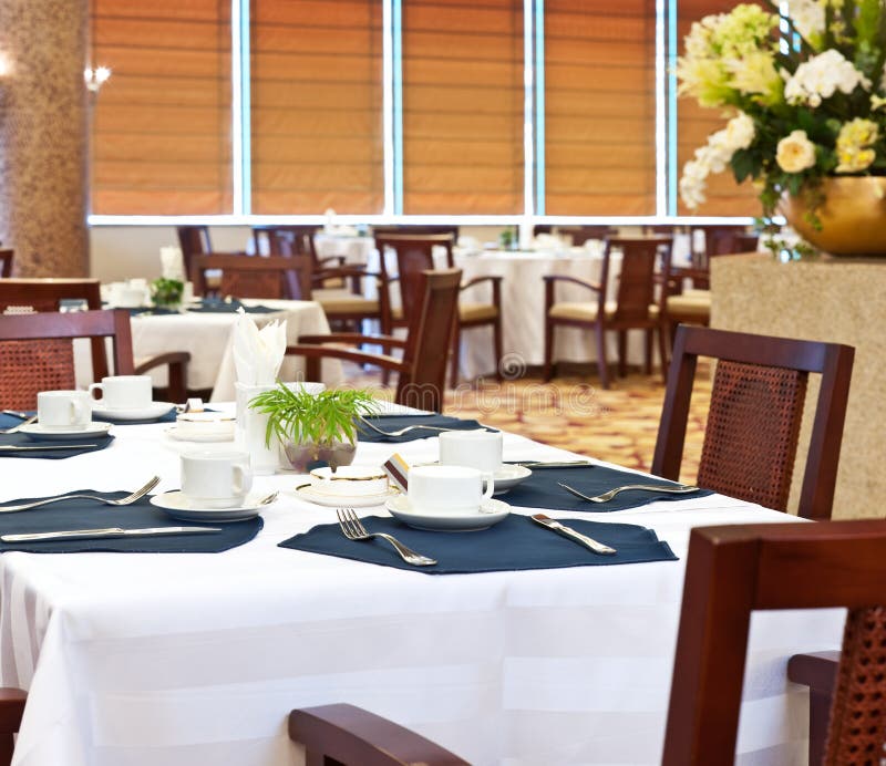Dining hall in hotel stock photo. Image of dishware, restaurant - 13686120