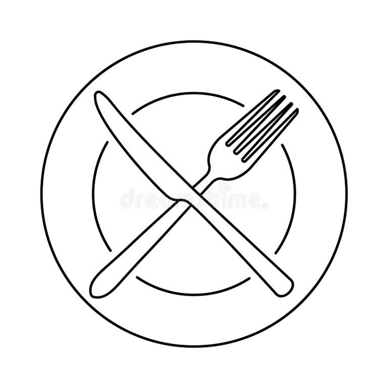 Dining Icon in Linear Style. Crossed Fork and Knife Stock Vector ...