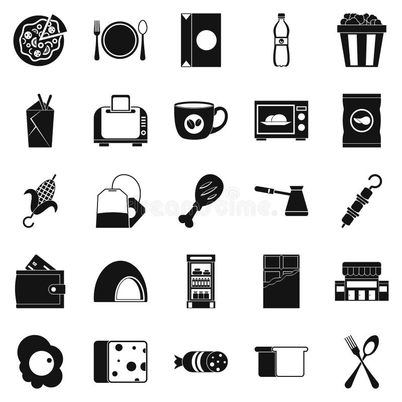 Ingestion Icons Set, Simple Style Stock Vector - Illustration of ...