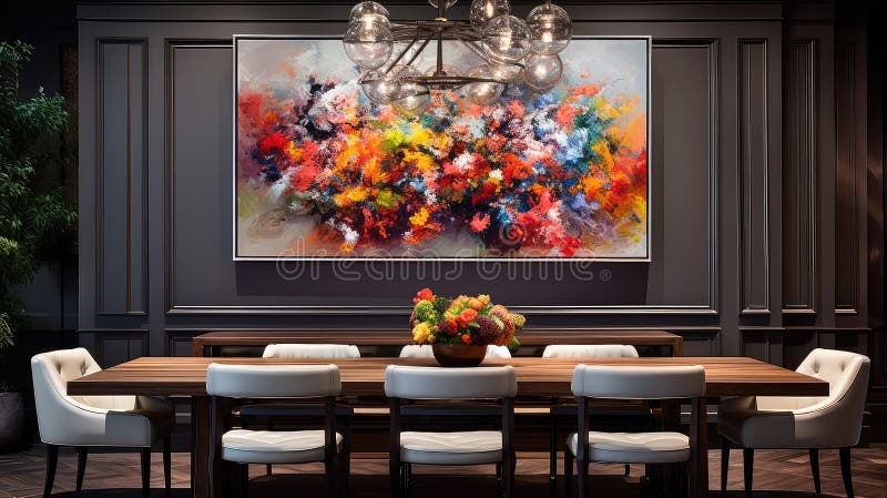 Dining interior with art stock illustration. Illustration of classic ... Dining interior with art stock illustration. Illustration of classic ...