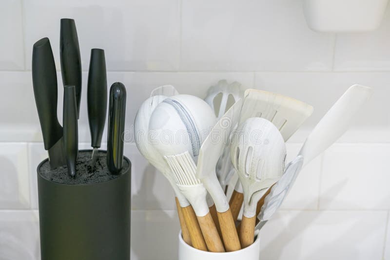 Dining Kitchen Utensils Close-up on a White Background Stock Image ...