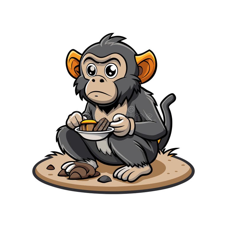 Dining Monkey in a Sedentary State Stock Vector - Illustration of ...