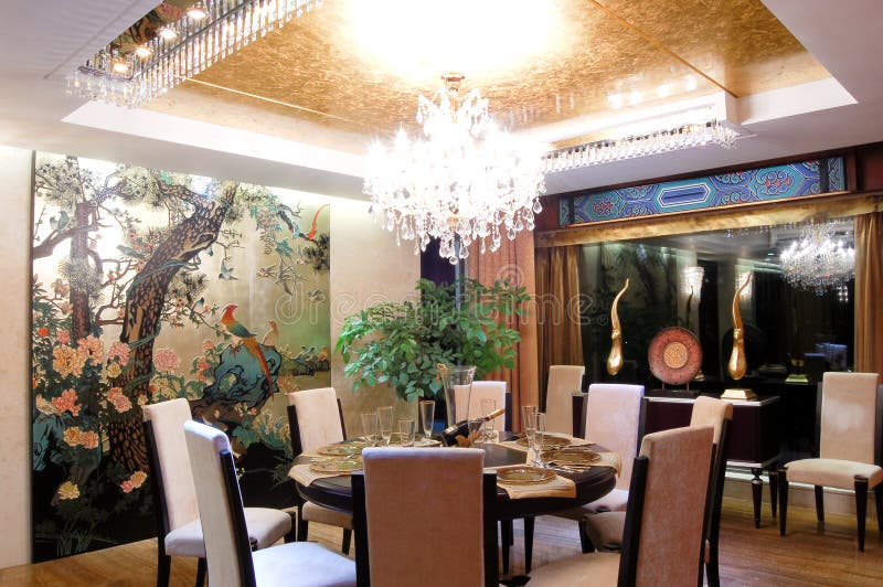 Dining Room,modern Chinese Style Stock Photo - Image of chinoiserie ...