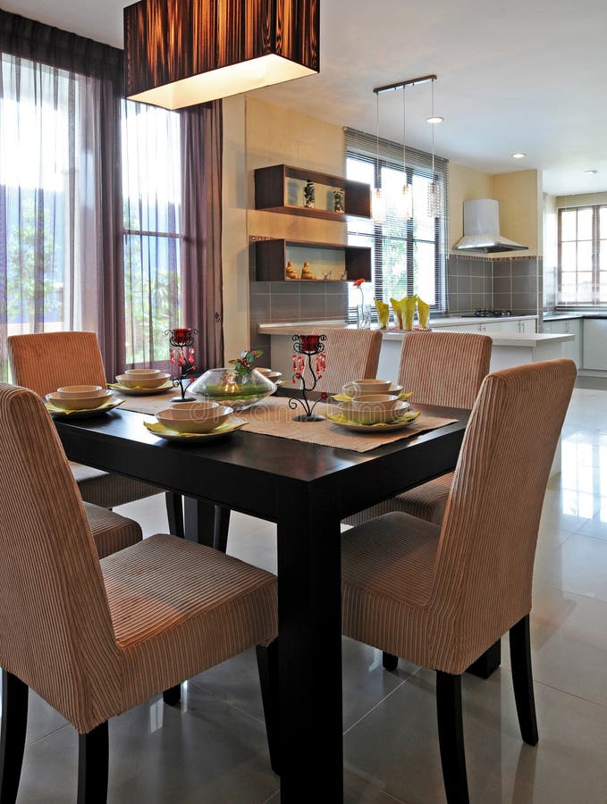 Luxury home dining room. stock photo. Image of chandelier - 4685568