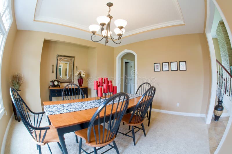 Dining room with tan walls stock image. Image of meal - 13028751