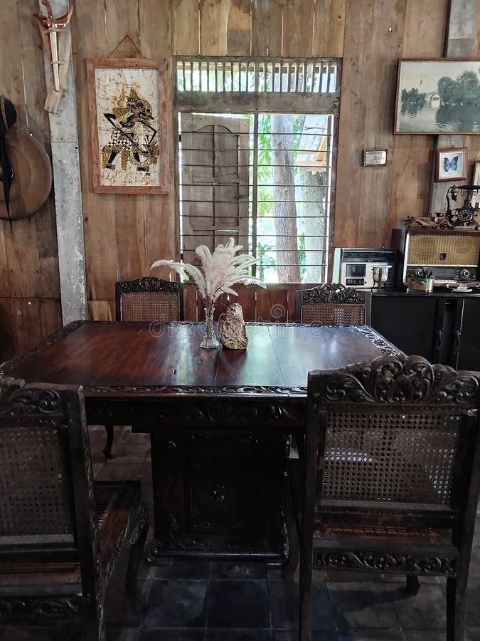 The Dining Room with Antiques Looks Unique Stock Image - Image of room ...