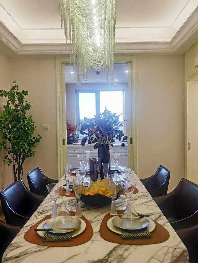 Dining Room Area Interior in Modern House. . Stock Image - Image of ...