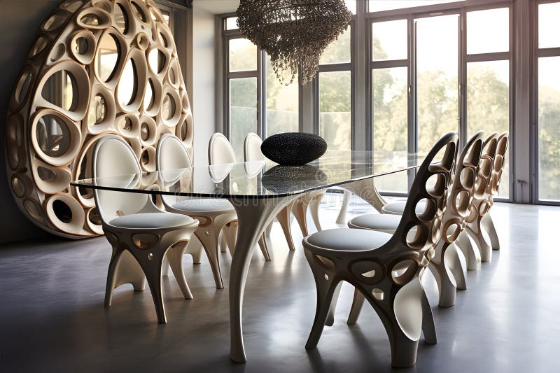 Dining Room of Artistic Style Sculptural Dining Chairs. AI Generated ...
