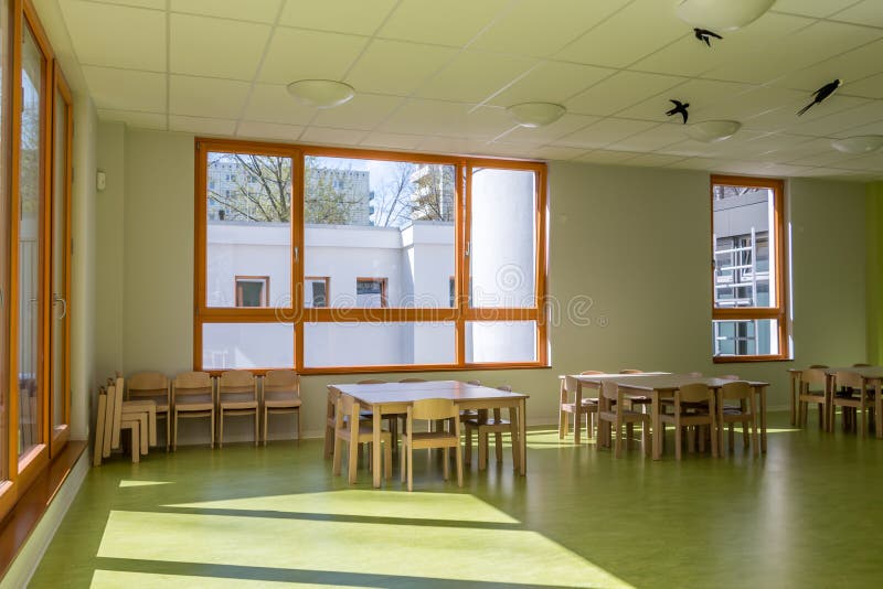 Dining Room for Children in Kindergarten Stock Image - Image of ...