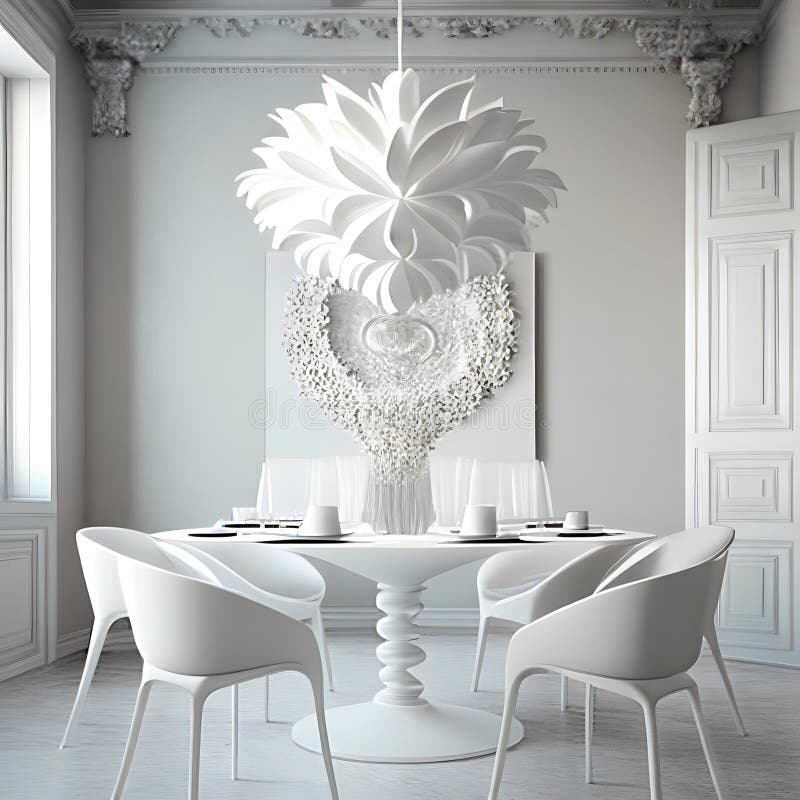 The Dining Room is Completely White Stock Illustration - Illustration ...