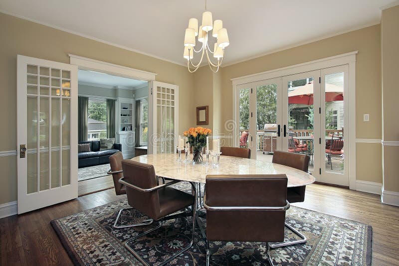 Dining room with deck view stock image. Image of interior - 13351545