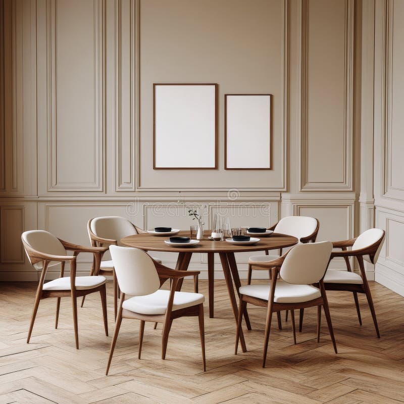 Dining Room Designed in Minimalist Style Featuring an Empty Square ...