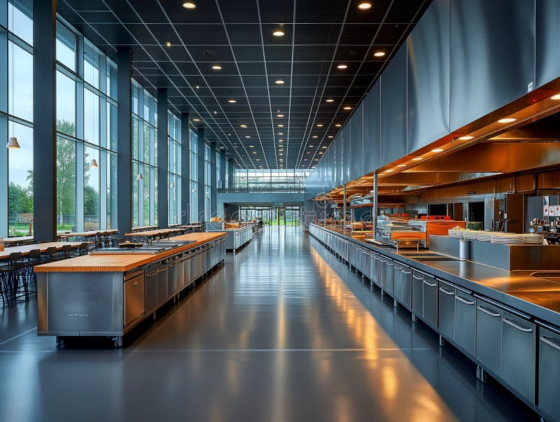 Dining Room in the Factory, Large Dining Room in a Modern Production ...